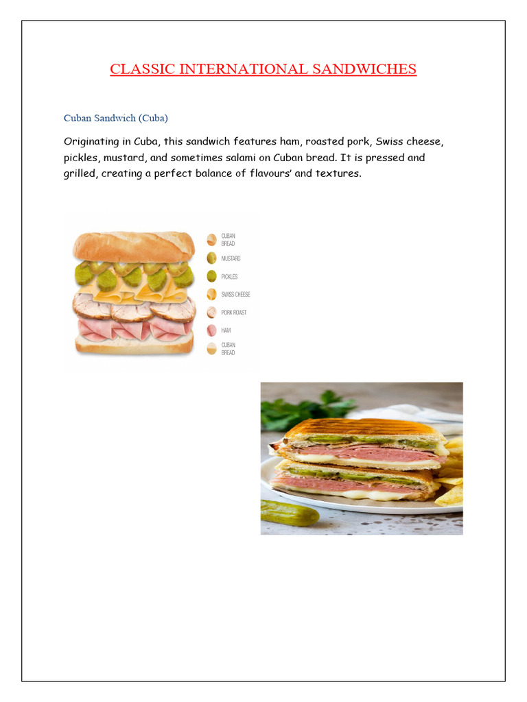 Classical International Sandwiches | PDF | Sandwich | Pickling