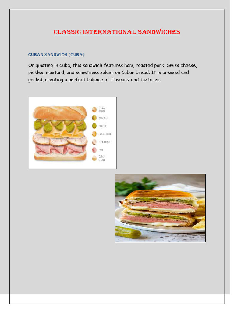Classical Sandwiches Around The World | PDF | Sandwich | Pickling