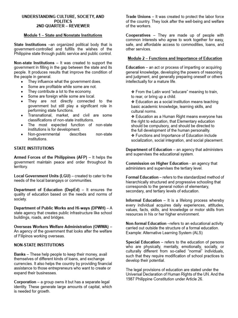 2ND Quarter Reviewer in Ucsp | PDF | Climate Change | Society