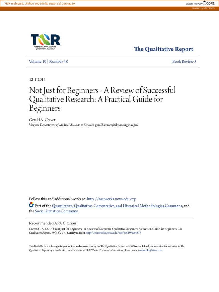 Not Just For Beginners - A Review of Successful Qualitative Research: A Practical Guide For ...