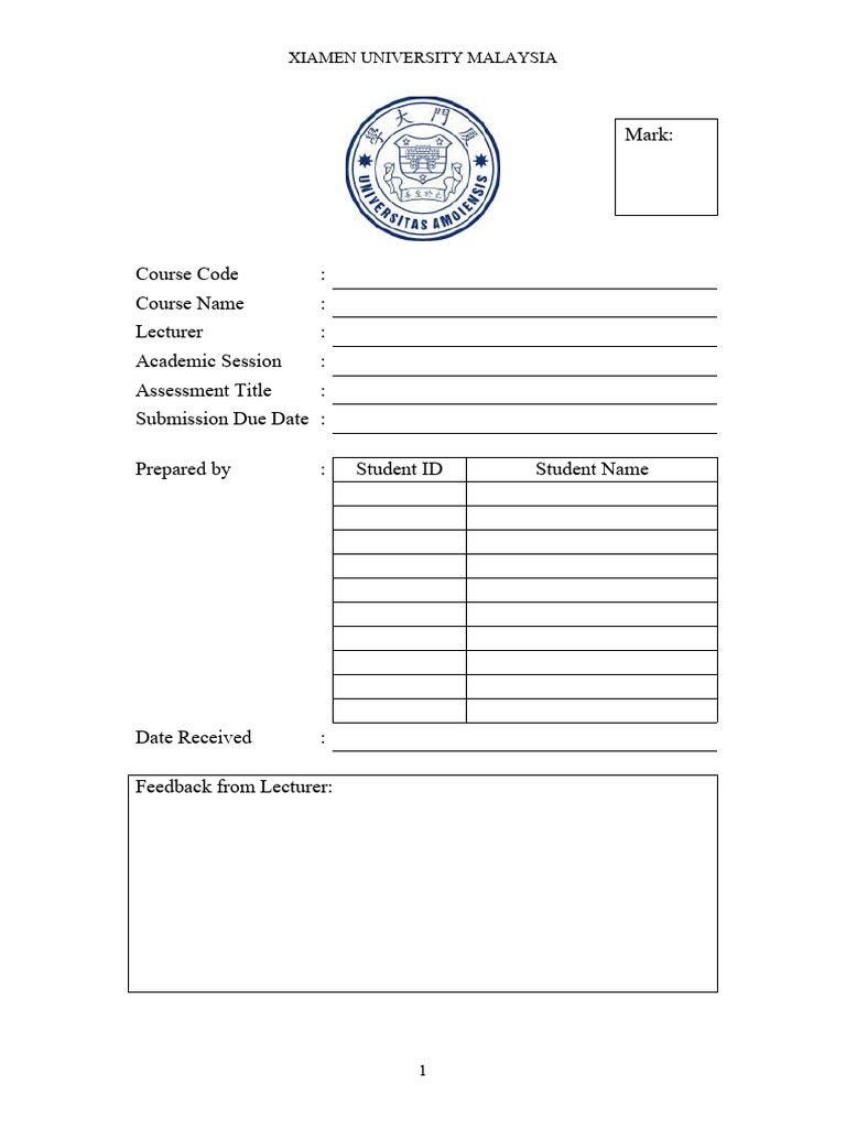 9 - Template of Assignment Cover Page (Upload) | PDF