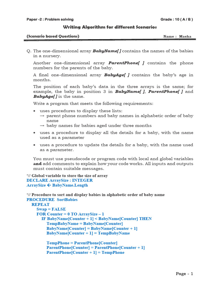 Cs All Scenario Questions (Solution) | PDF | Parameter (Computer Programming) | Theoretical ...
