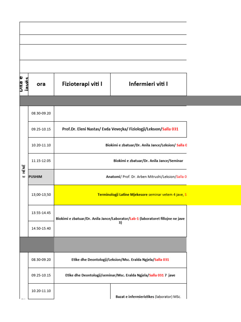 Orari-Mjekesia, 16.10. 2023 | PDF