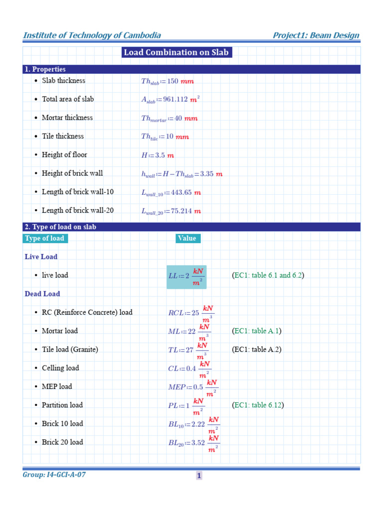 Combination Load On Slab1 | PDF | Brick | Wall