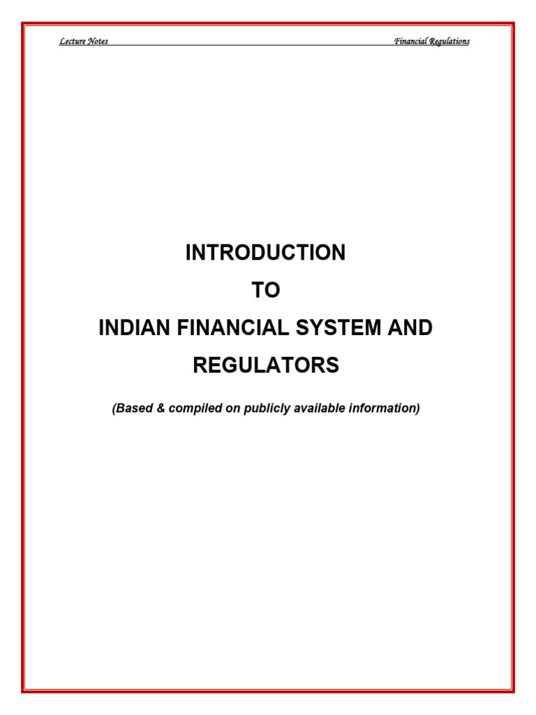 Notes - Indian Financial System & Regulators - 19.12.2023 | PDF ...