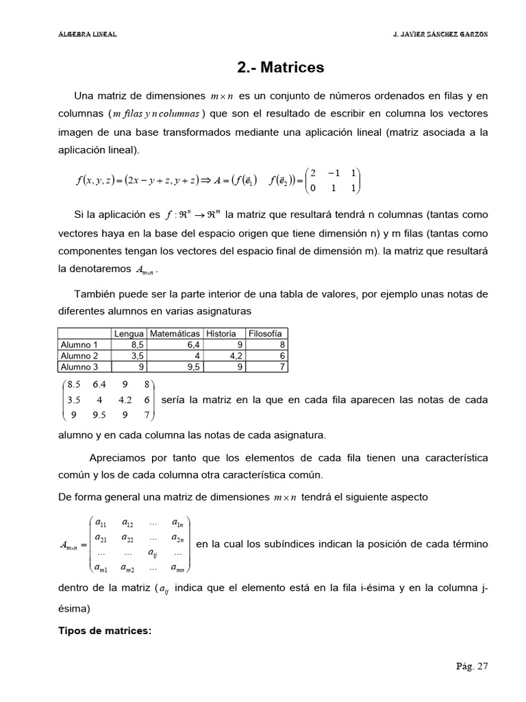 Tema_5_Matrices (1) | PDF | Matriz (Matemáticas) | Espacio vectorial