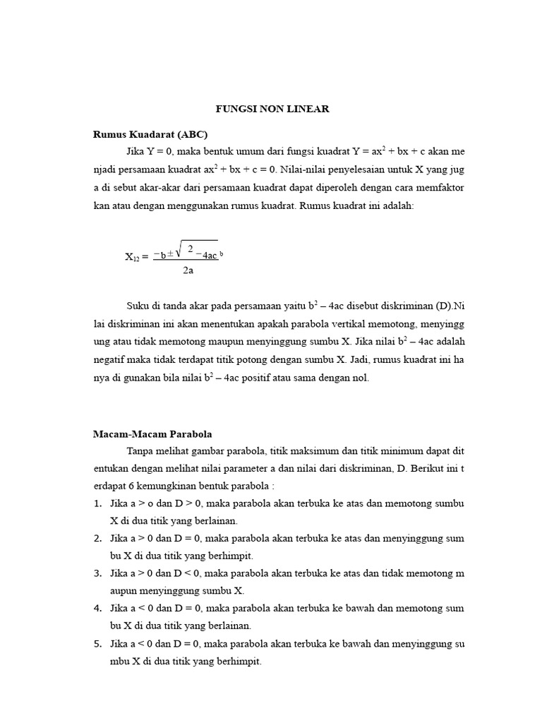 Panduan Fungsi Non Linear | PDF