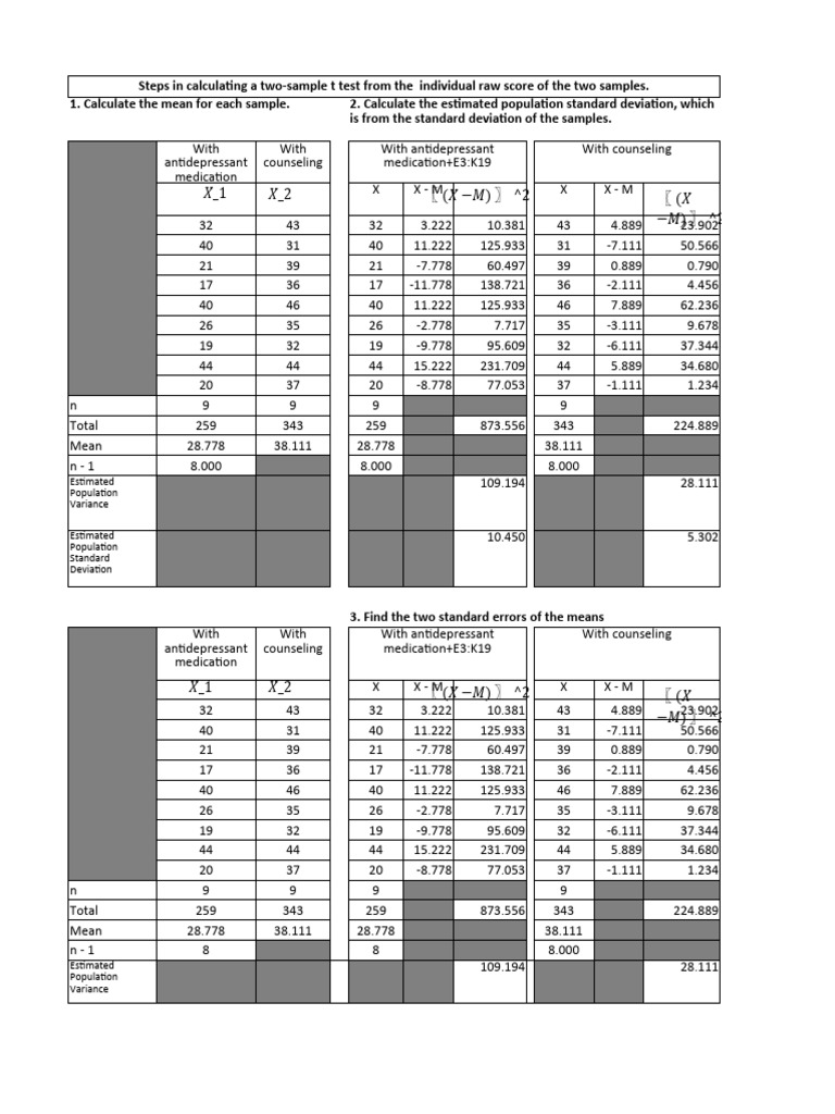 Steps For Two Sample T Test | PDF | Standard Error | Errors And Residuals