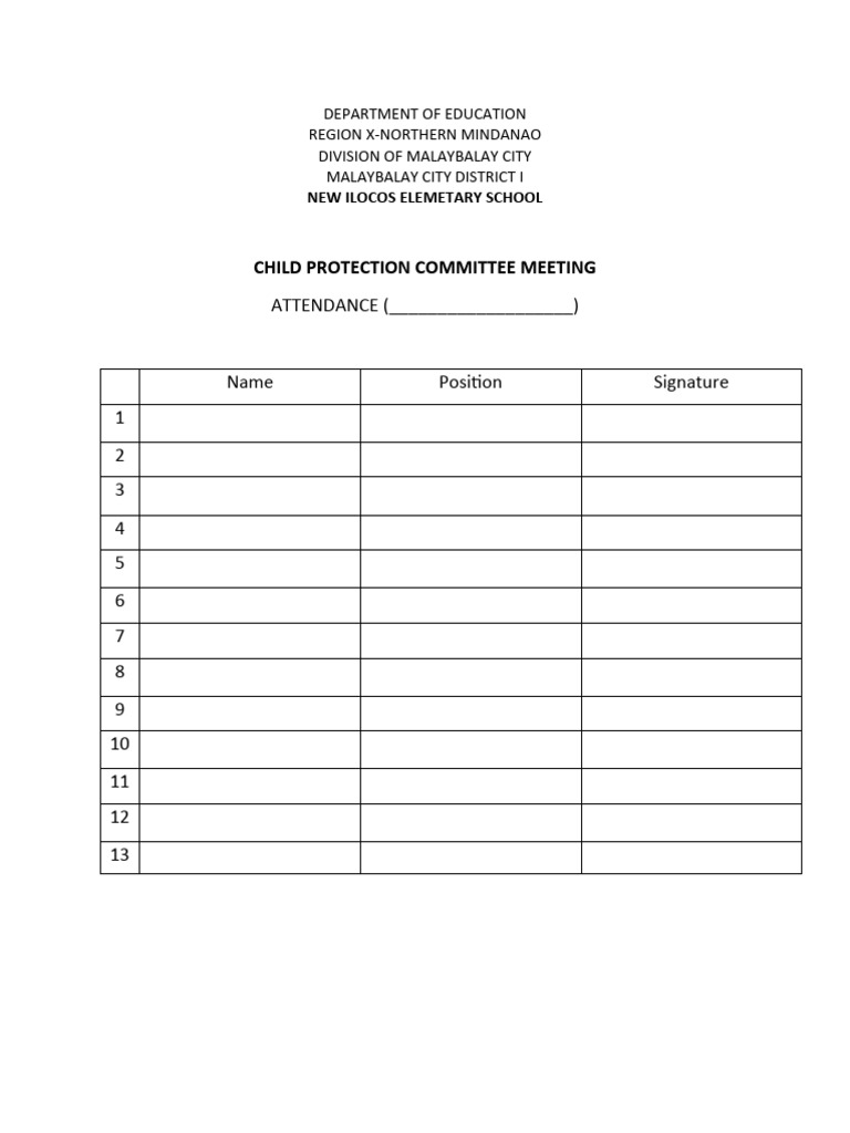 CPC Attendance Sheet | PDF