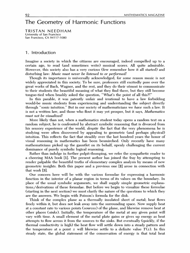 TRISTAN NEEDHAM The Geometry of Harmonic Functions | PDF