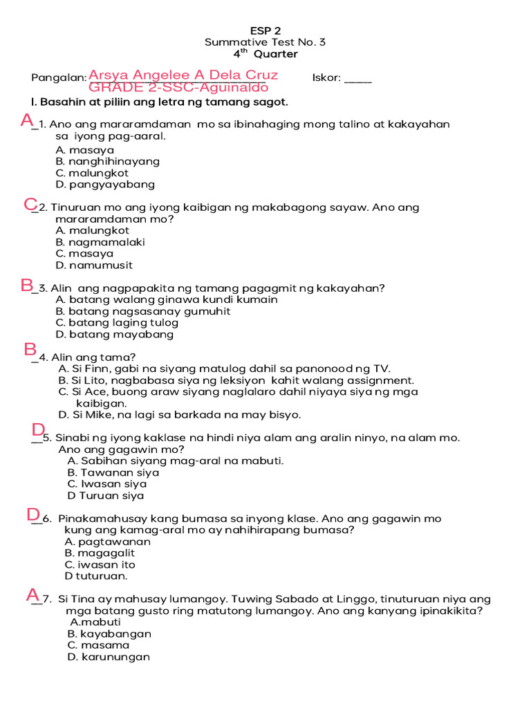 Esp2 Q4 Summ. 3 | PDF
