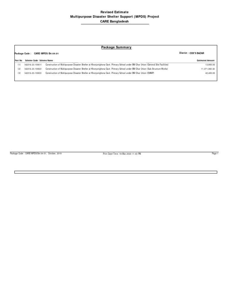 Estimate For 1st RA Bill of Khonjonighona GPS | PDF | Deep Foundation ...