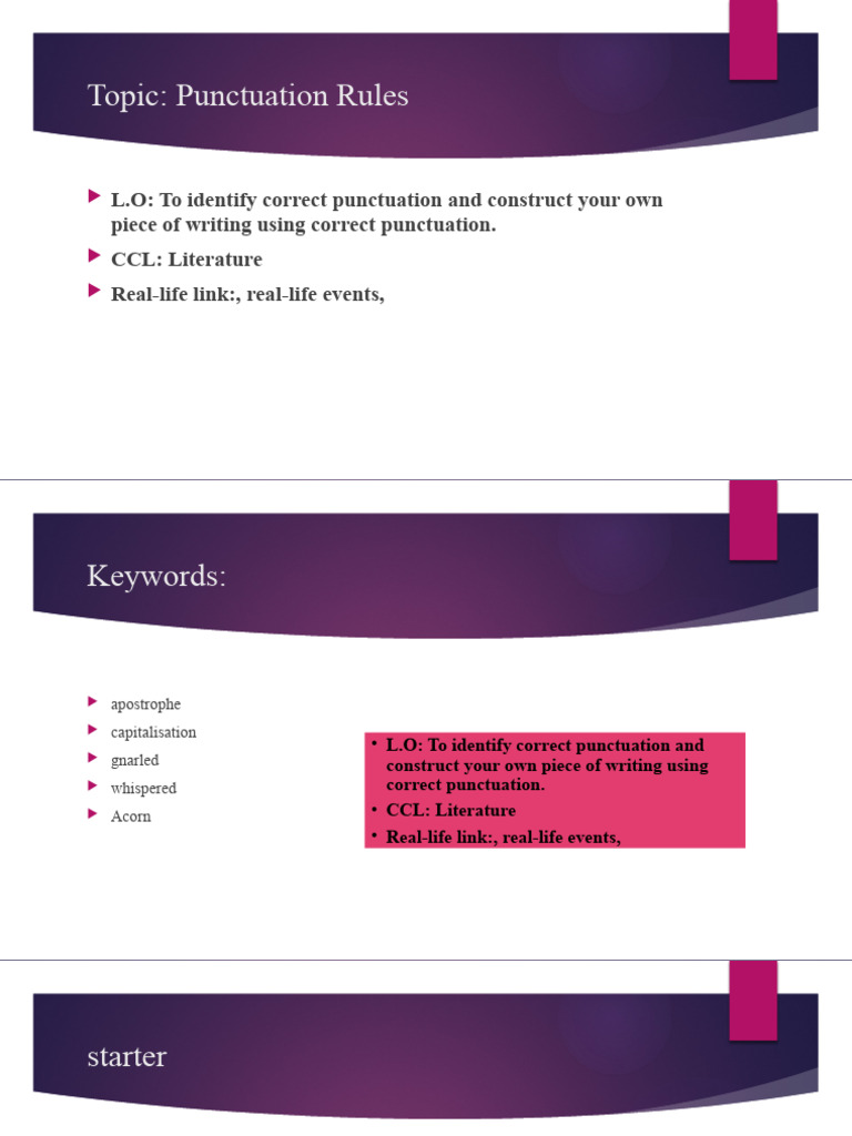 Punctuation Lesson Plan Year 9 | Download Free PDF | Linguistics ...