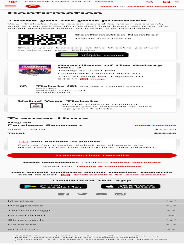 Cinemark - Purchase Confirmation | PDF