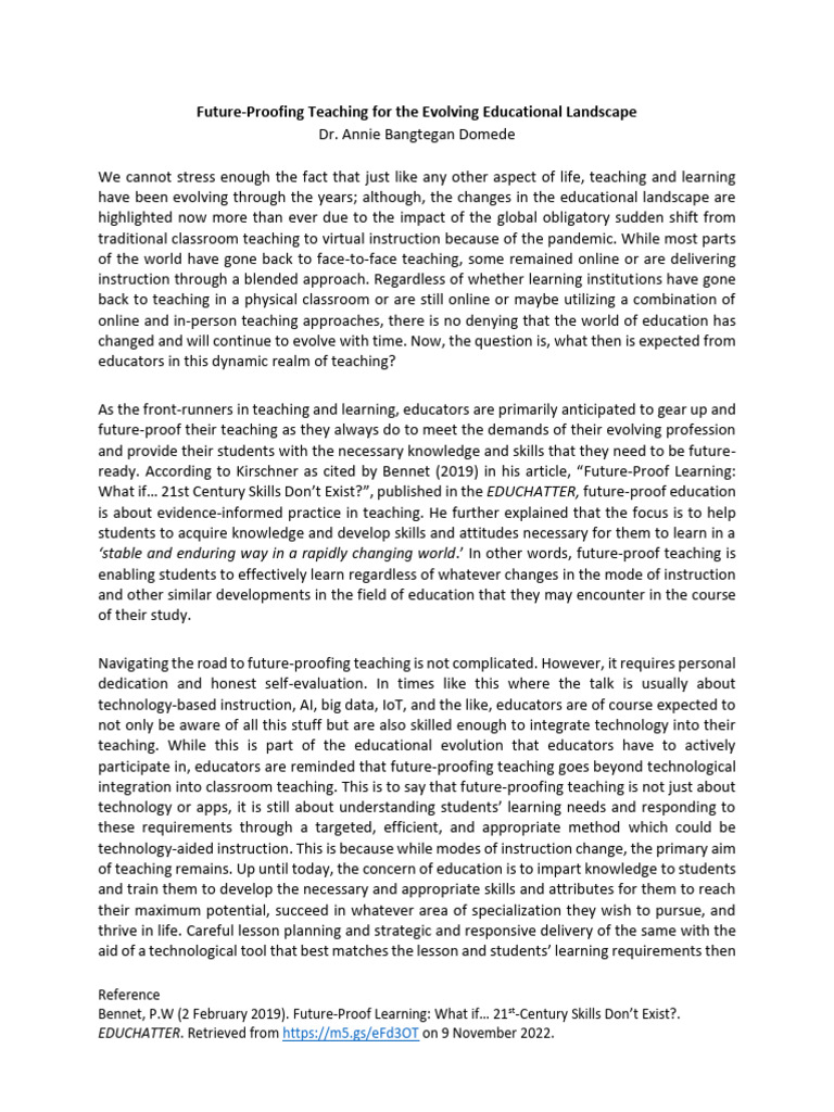 Future-Proofing Teaching | PDF | Learning | Behavior Modification