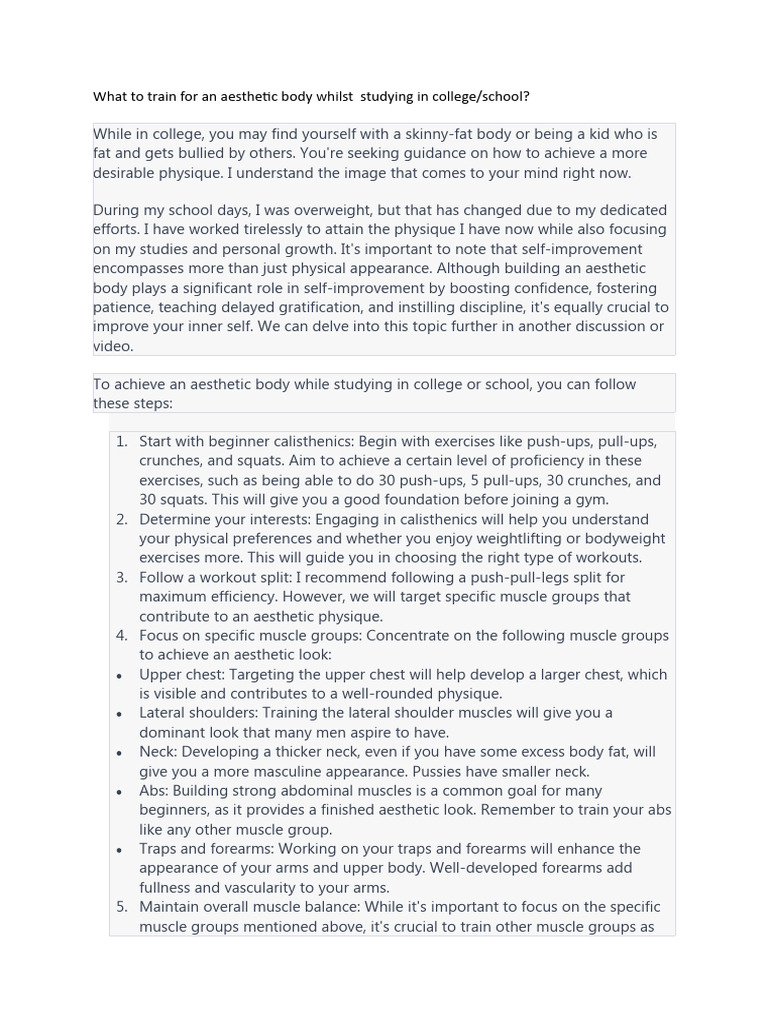 Aesthetic Body Training for Students | PDF | Lifestyle
