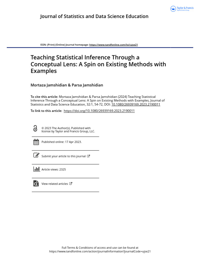 Teaching Statistical Inference Through A Conceptual Lens A Spin On ... Teaching Statistical Inference Through A Conceptual Lens A Spin On ...