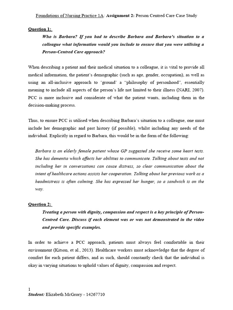 Person-Centered Care Case Study: Barbara | PDF | Nursing | Health Care