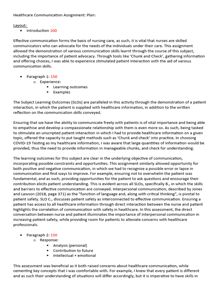Healthcare Communication Assignment DRAFT | PDF | Communication ...