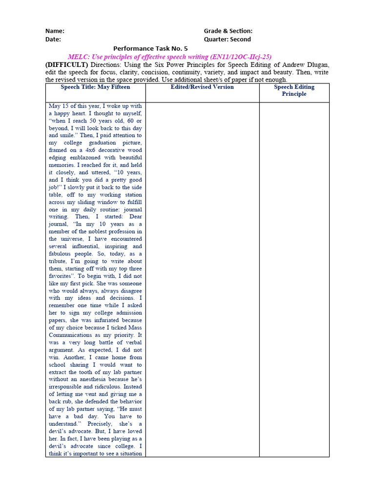 OC Q2 Performance Task No. 5 | PDF