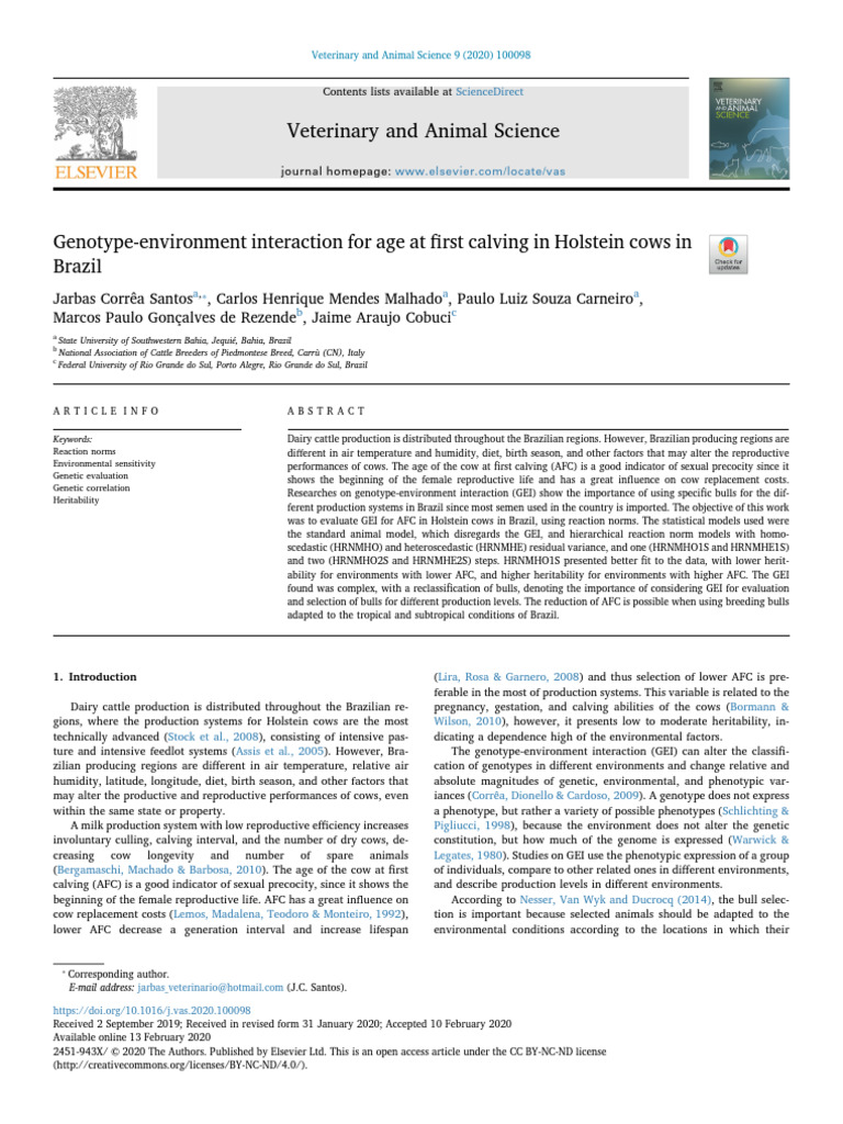 Genotype Environment Interaction For Age at First Cal - 2020 ...