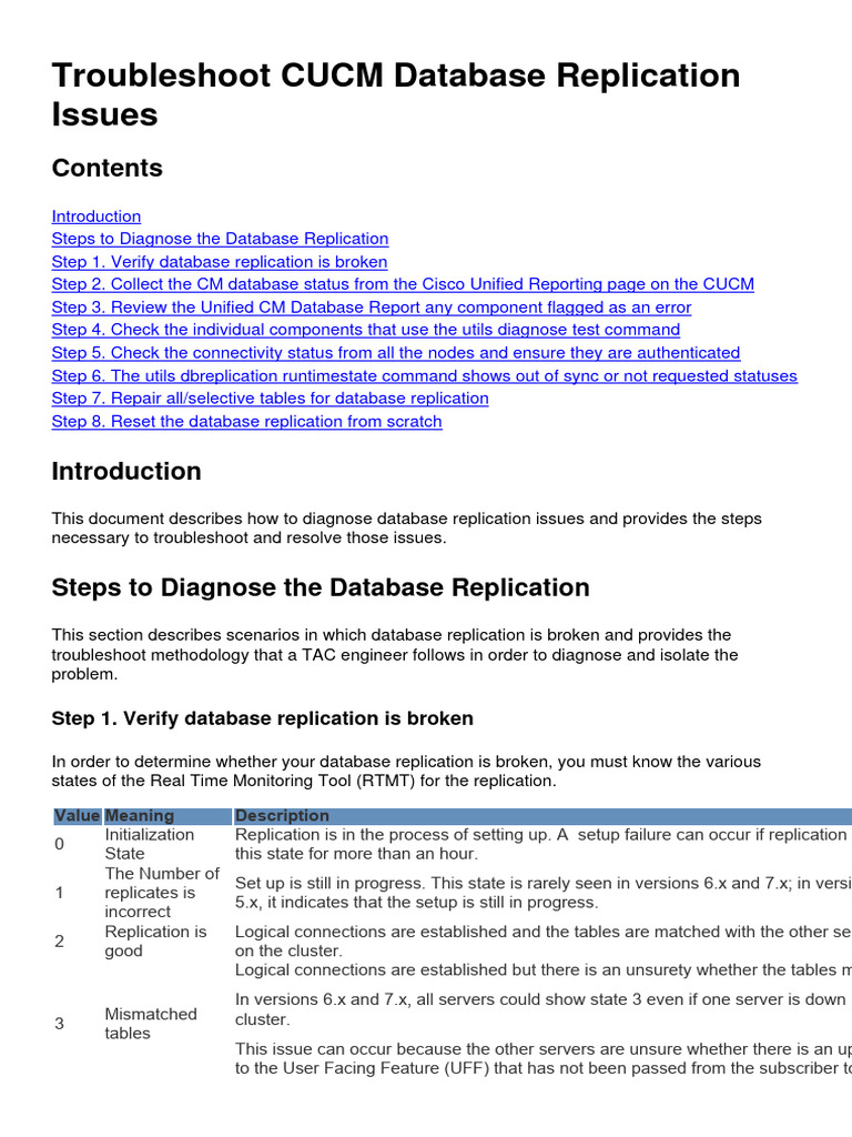 CUCM Database Replication Troubleshooting Guide | PDF | Domain Name ...