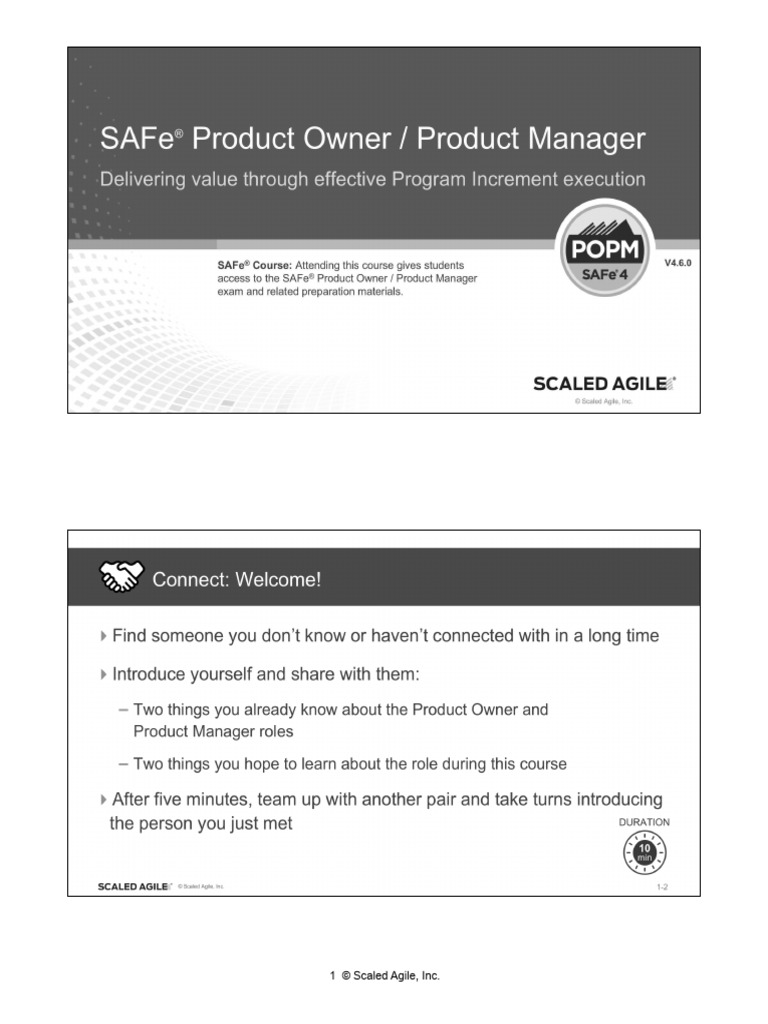 SAFe Product Owner Product Slides Presentation | PDF | Business | Computers