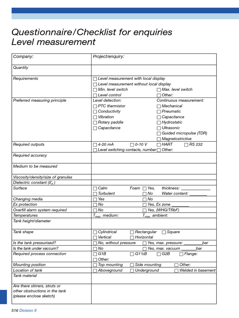 checklist-for-enquiries-level-measurement | PDF | Applied And ...