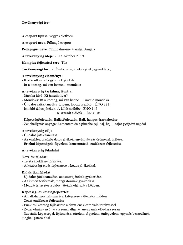 Ének Tev - Terv | PDF