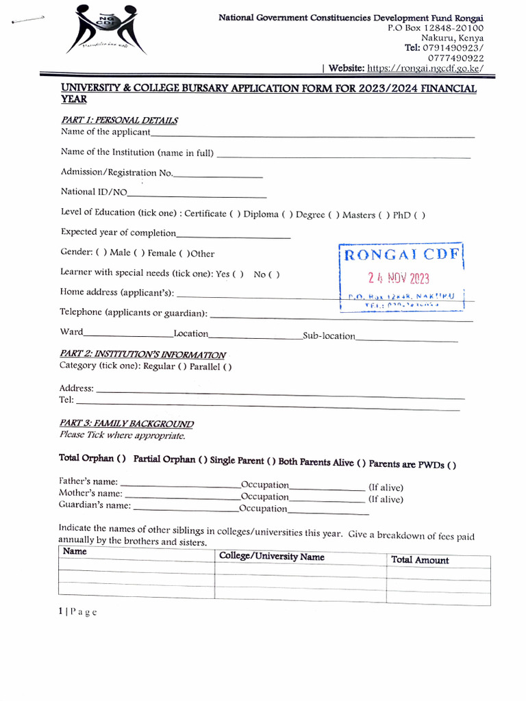 University - College Form - 2 | PDF