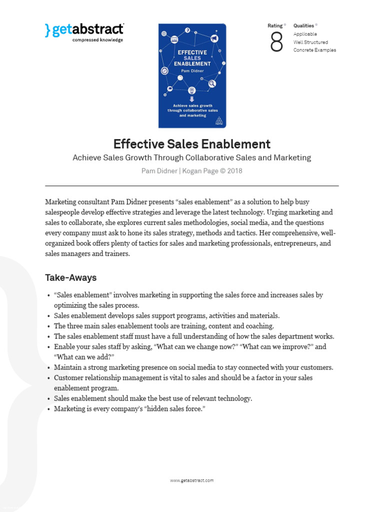 Effective Sales Enablement Strategies | PDF | Sales | Customer ...