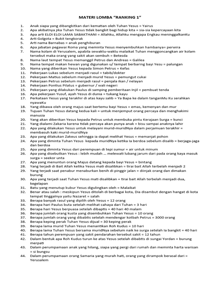Materi Lomba Ranking 1 | PDF