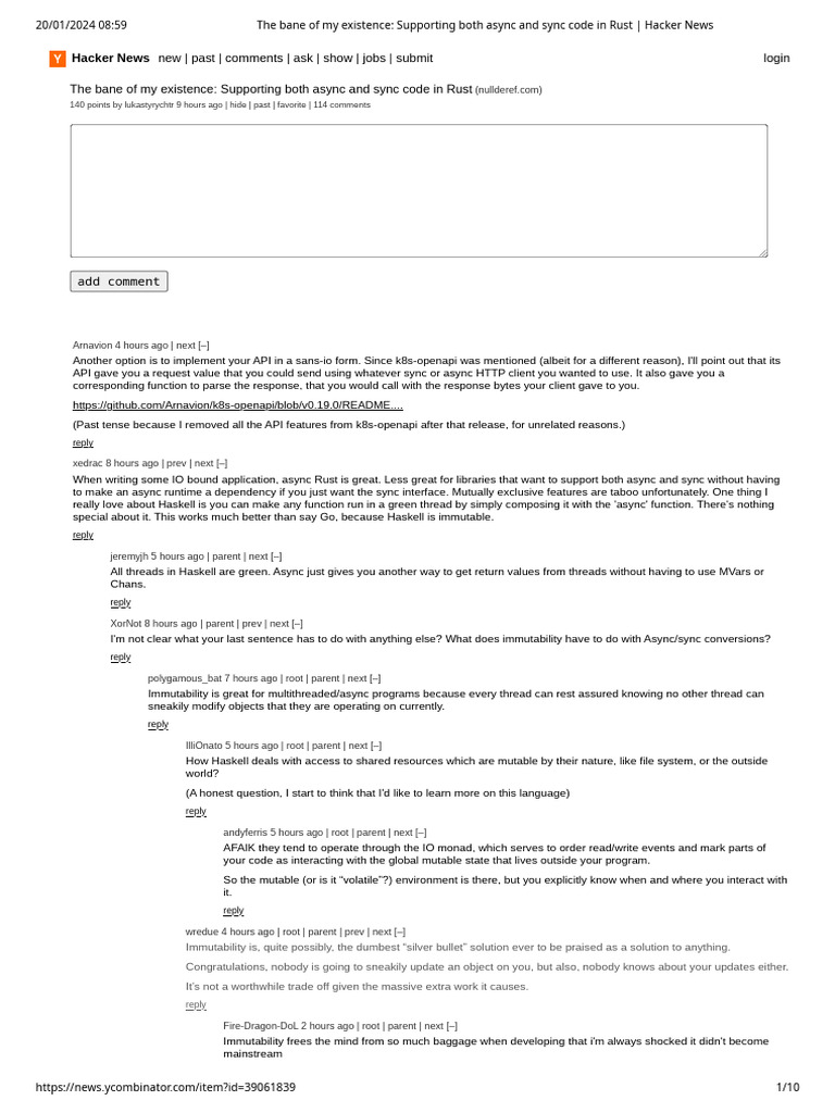 The Bane of My Existence - Supporting Both Async and Sync Code in Rust - Hacker News | PDF