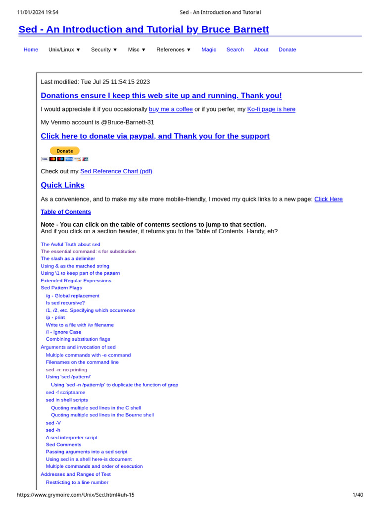 Sed An Introduction And Tutorial Pdf Computer Science Unix 1113