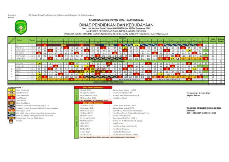 Kalender Pendidikan Kutai Kartanegara 2023-2024 | PDF Kalender Pendidikan Kutai Kartanegara 2023-2024 | PDF