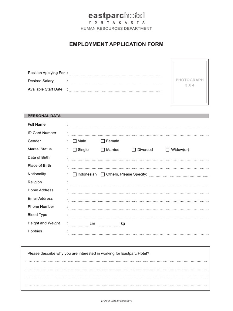 Eastparc Hotel Job Application | PDF | Human Resource Management ...