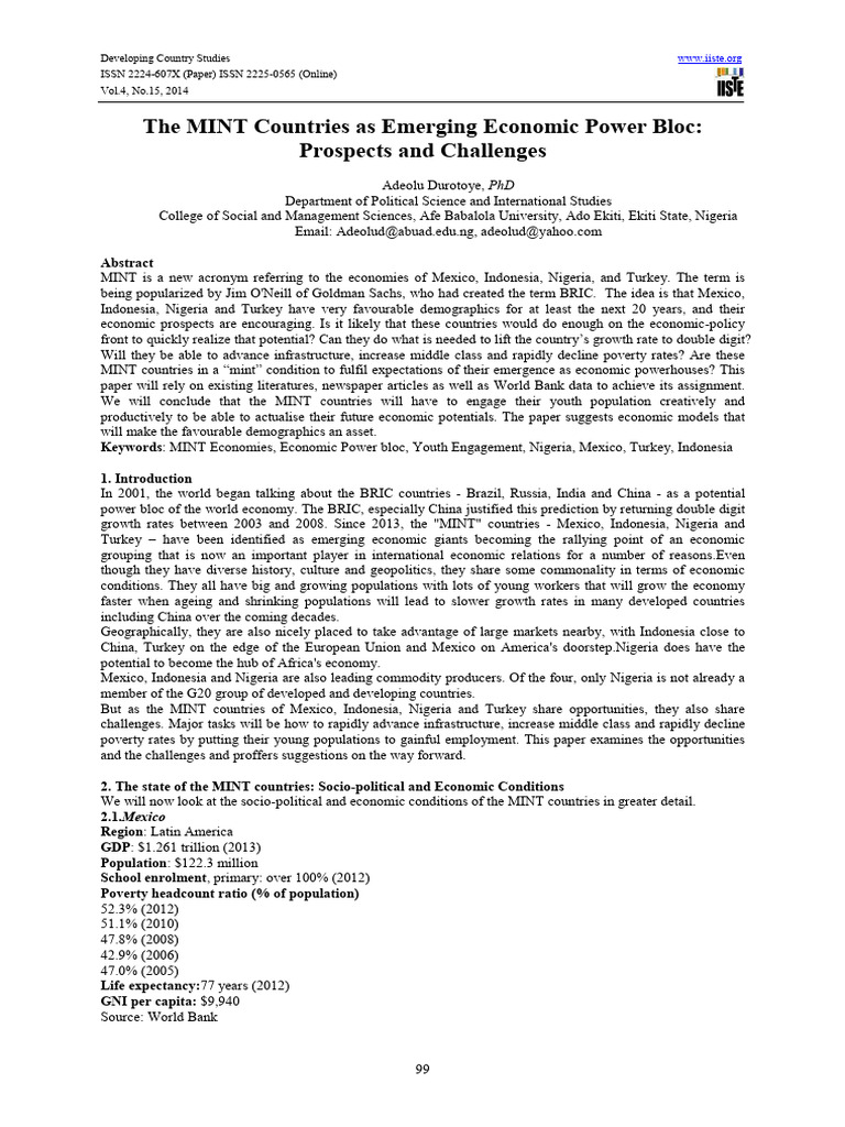 The Mint Countries As Emerging Economic Power Bloc Prospects 3wyd6j6oc4 ...