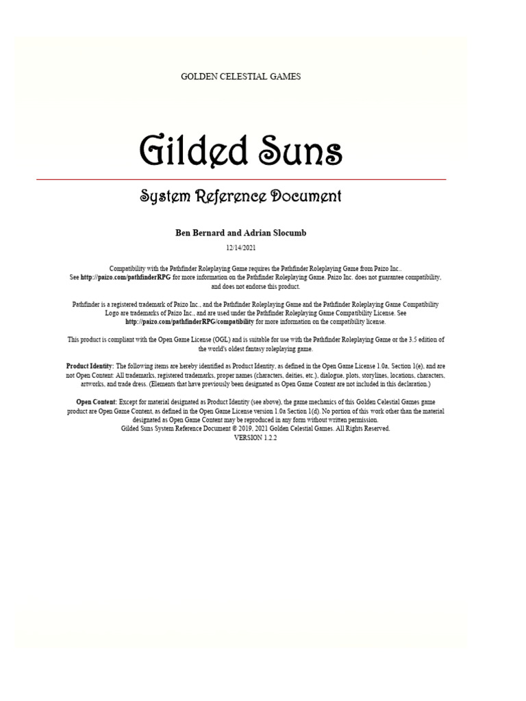 Gilded Suns SRD | PDF | Elf (Dungeons & Dragons) Gilded Suns SRD | PDF | Elf (Dungeons & Dragons)
