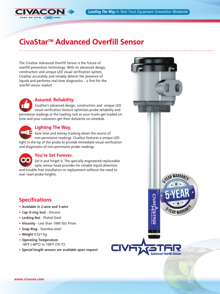 Civastar Sensor Sell Sheet | PDF | Manufactured Goods