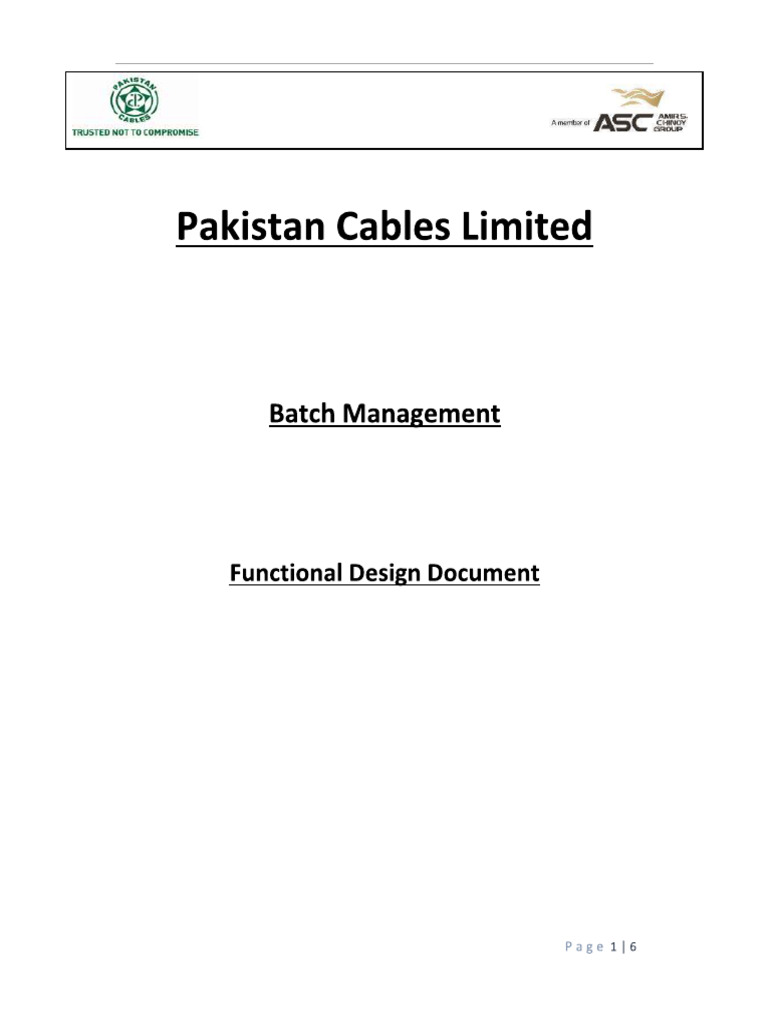 Batch Management FDD | PDF