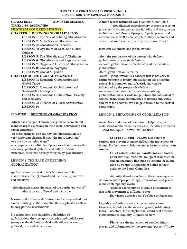 Midterm Lesson | PDF | Globalization | Sustainability
