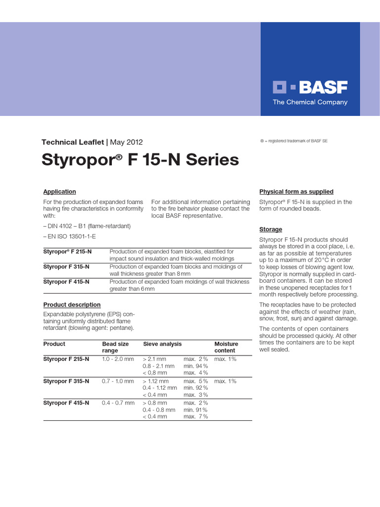 Basf Technic Spec | PDF | Polystyrene | Industrial Processes