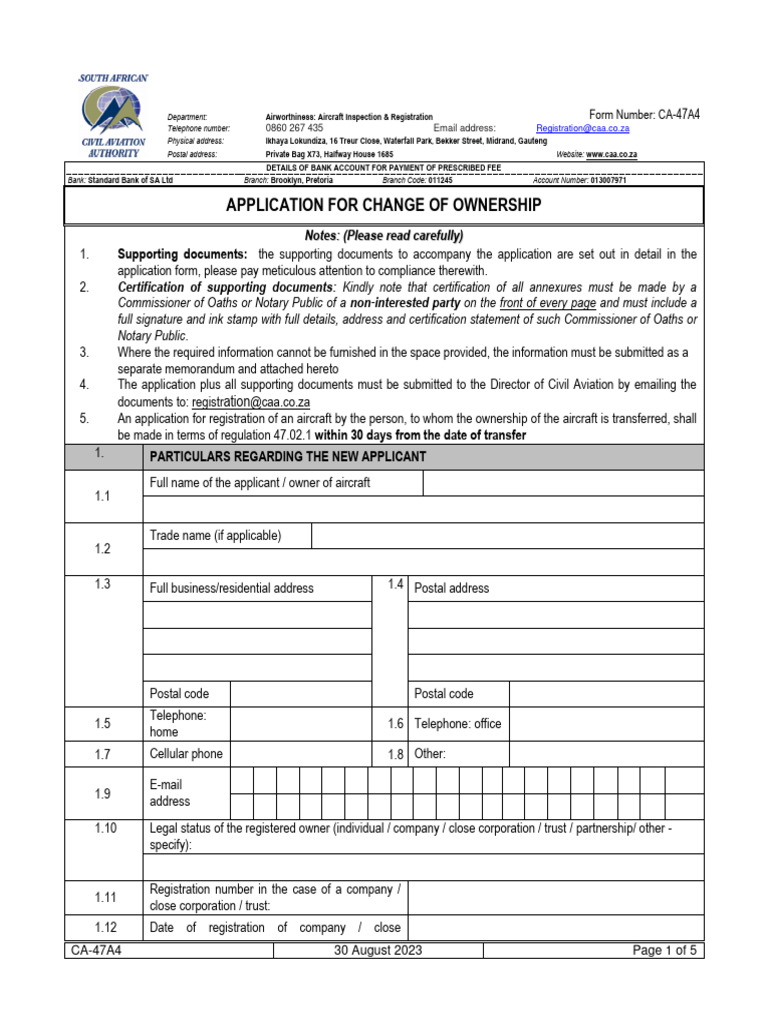 Application For Change of Ownership: Ation | PDF | Identity Document ...