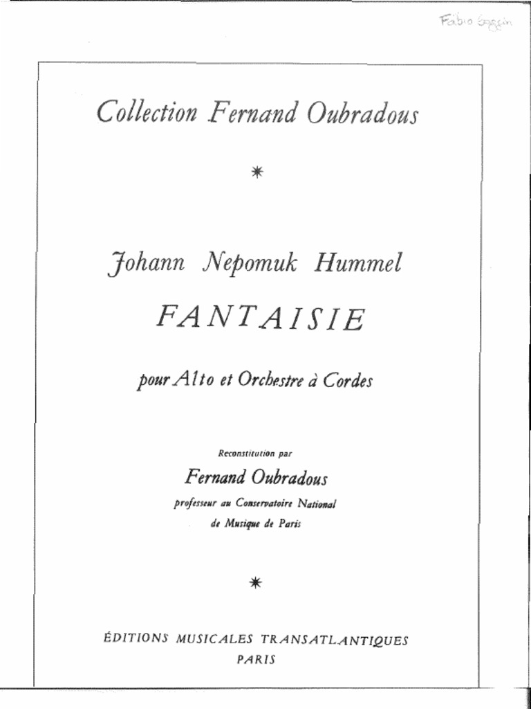 Hummel, Johan Nepomuk - Fantasie - Va | PDF