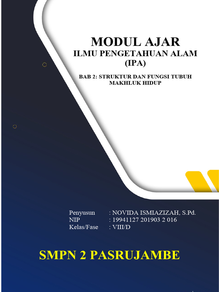 Modul Ajar Ipa Kelas 8 Kurikulum Meredeka Bab 2 Struktur Tubuh | PDF