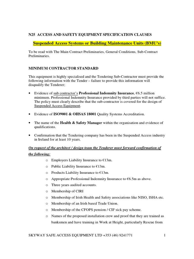 2015 N25 Suspended Access Equipment Specification | PDF