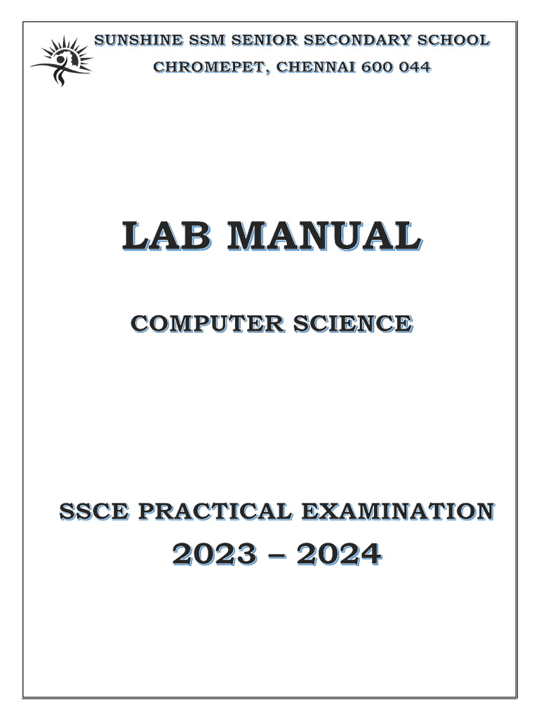 Ssce Computer Science Lab Manual - 2023-2024 | Download Free PDF | Filename | Text File