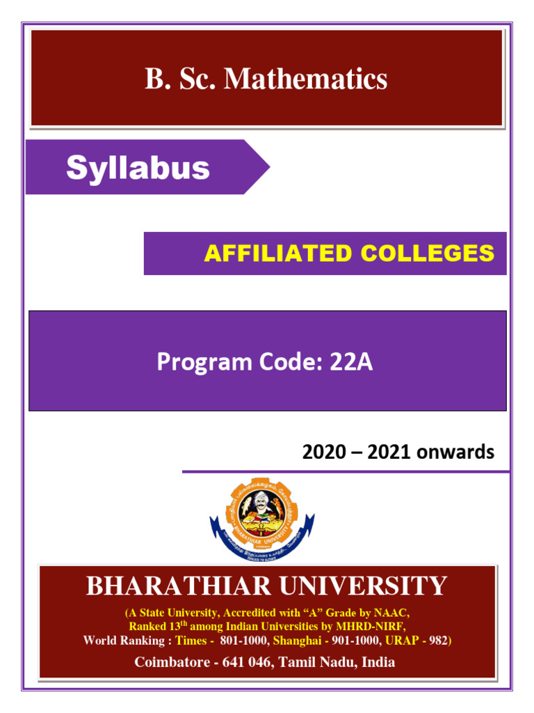 Syllabus: B. Sc. Mathematics | PDF | Differential Equations | Ordinary ...