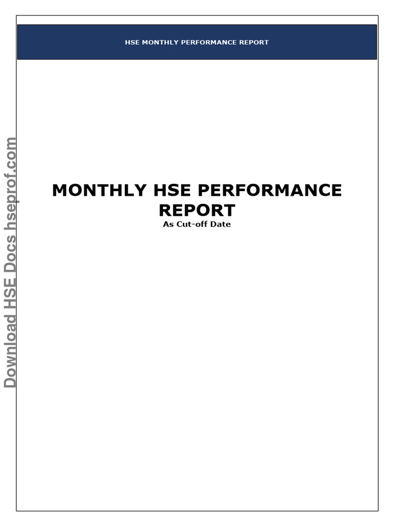 Monthly HSE Performance Report | PDF | Microsoft Word | Safety
