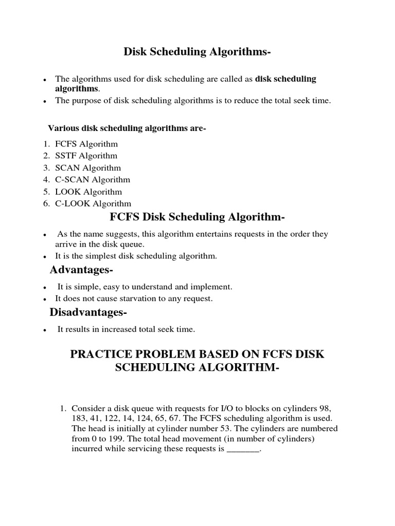Disk Scheduling Algorithms | PDF | Scheduling (Computing) | Computer ... Disk Scheduling Algorithms | PDF | Scheduling (Computing) | Computer ...